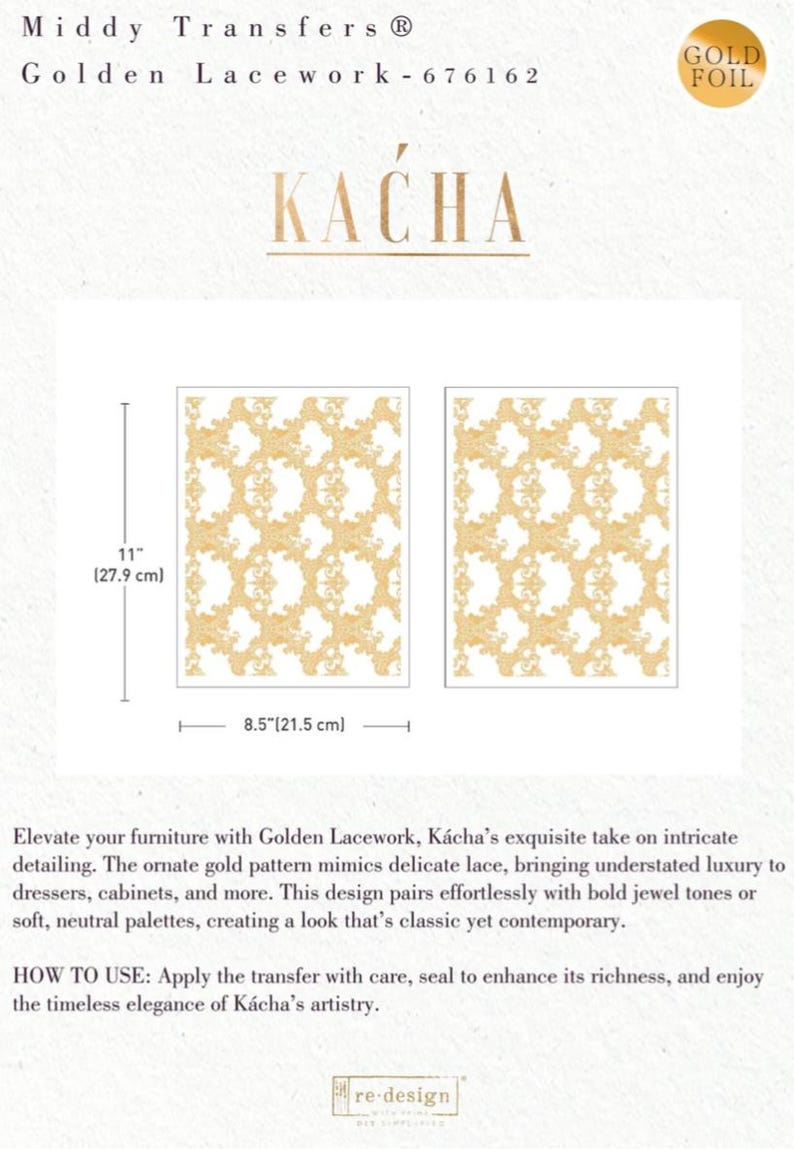 Kacha & Redesign With Prima "golden Lacework" Gold Foil Middy Decor ...