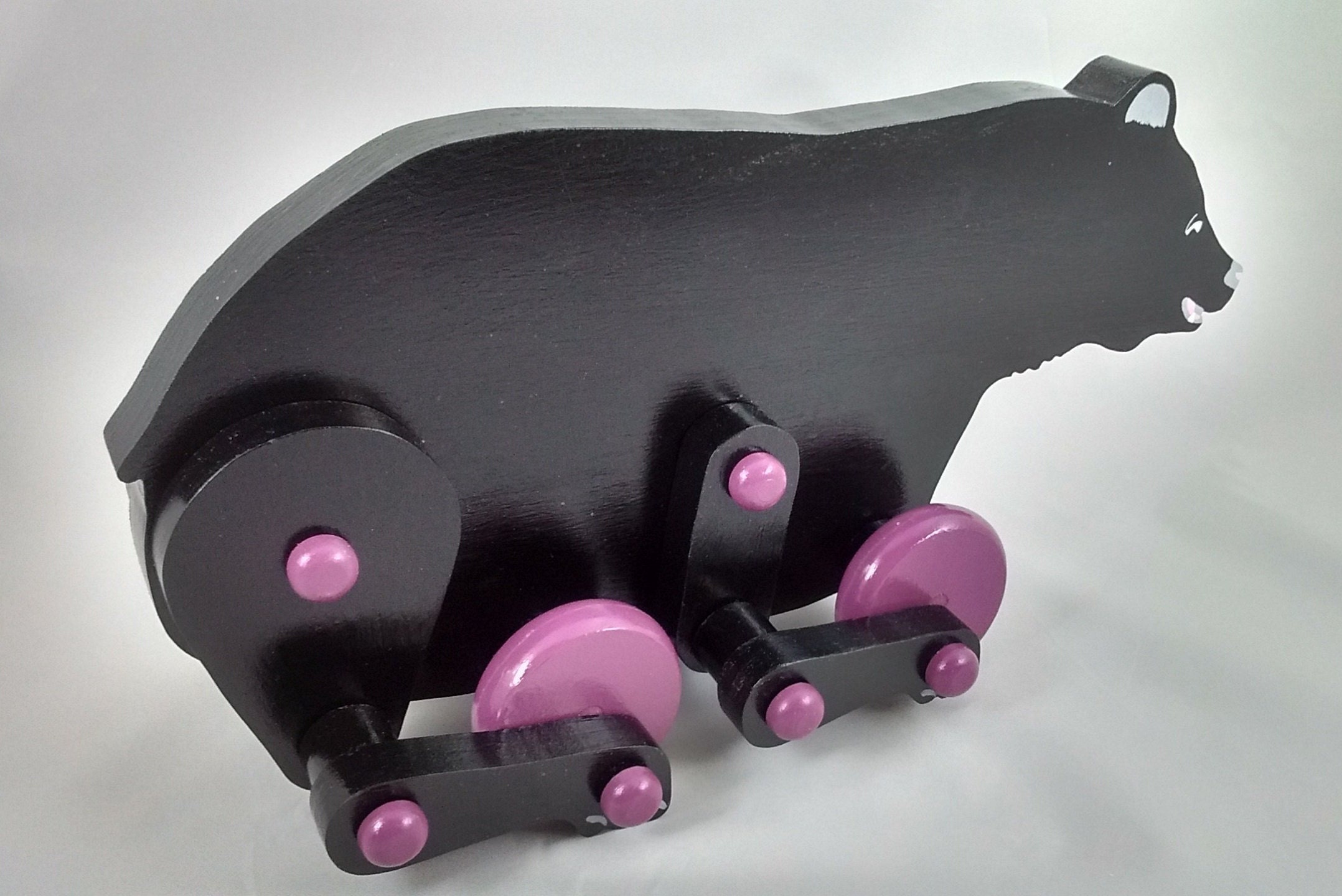 Wooden Push Black Bear/wooden Push Black Bear With Wheels/wood Toy Bear ...