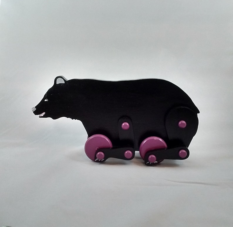 Wooden Push Black Bear/wooden Push Black Bear With Wheels/wood Toy Bear ...