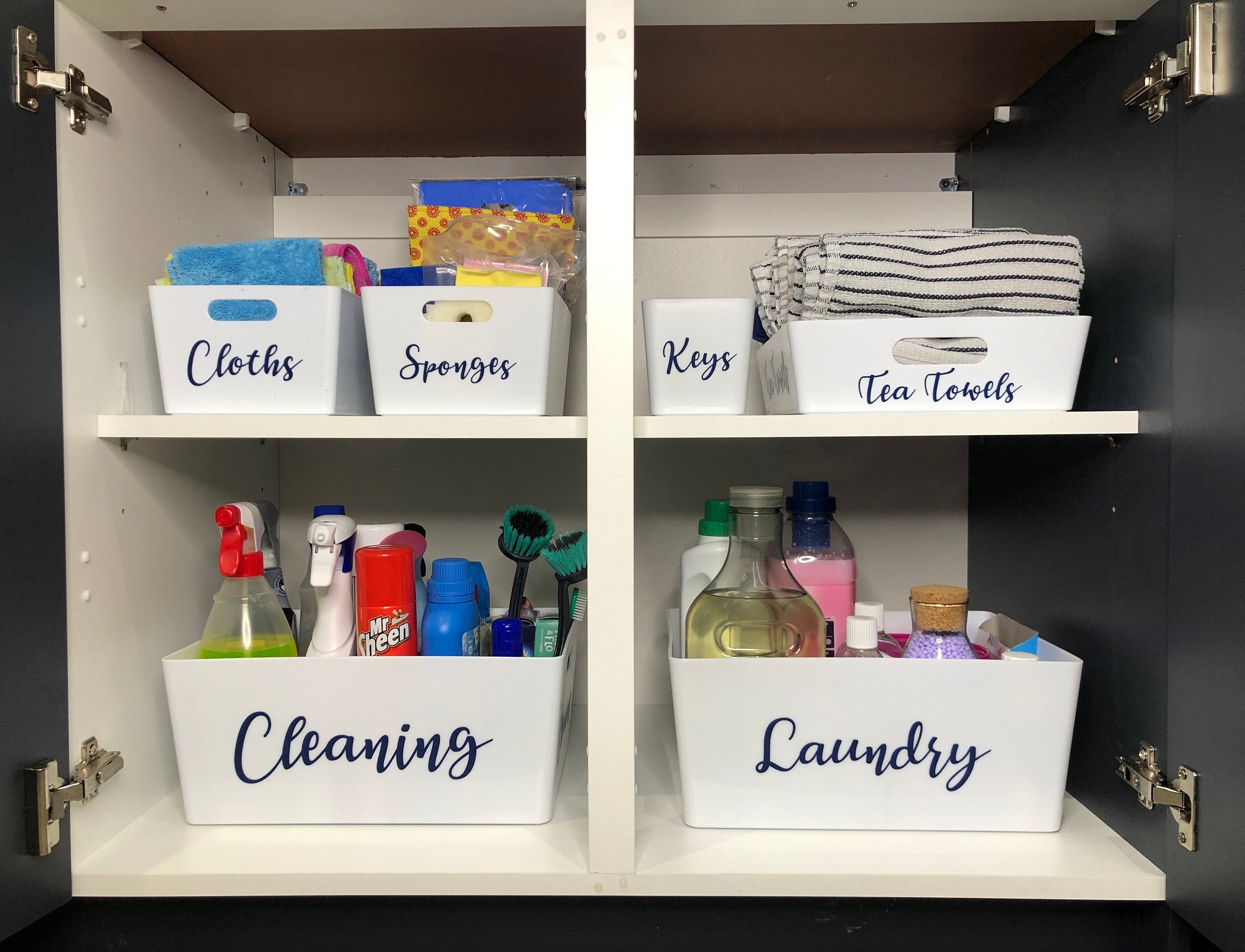 Personalised Storage Boxes, Cleaning Cupboard Organisation, Cleaning ...