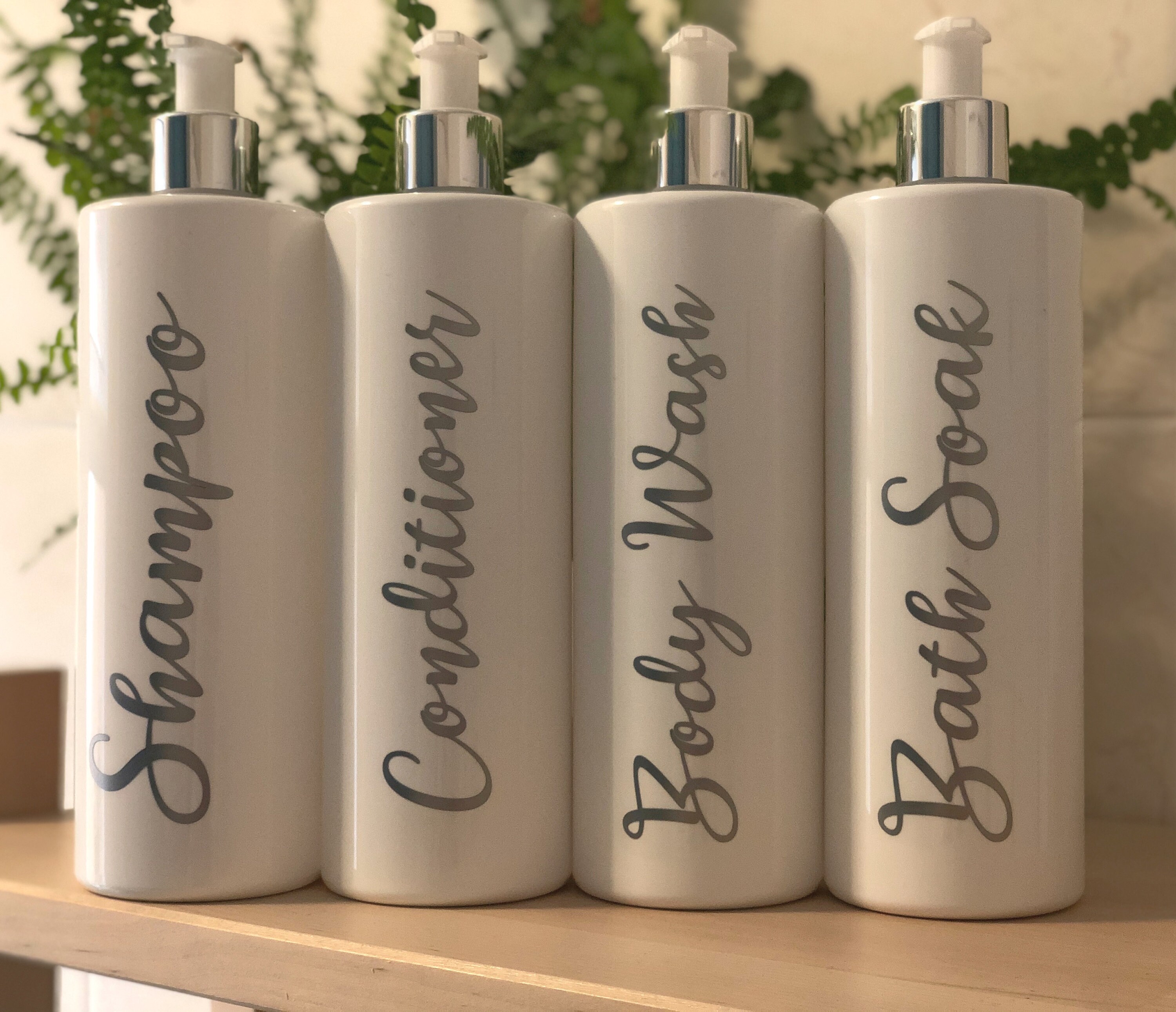 Bathroom Pump Bottles/ Reusable Bathroom Bottles- Set of 4 (wording as ...