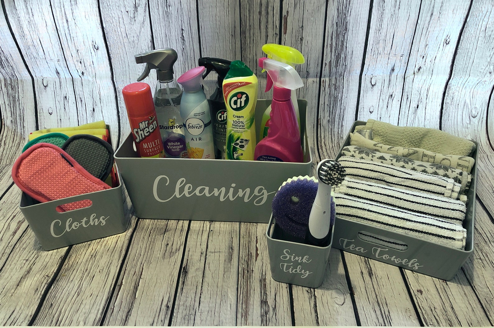 Personalised Storage Boxes Cleaning Cupboard Organisation - Etsy UK