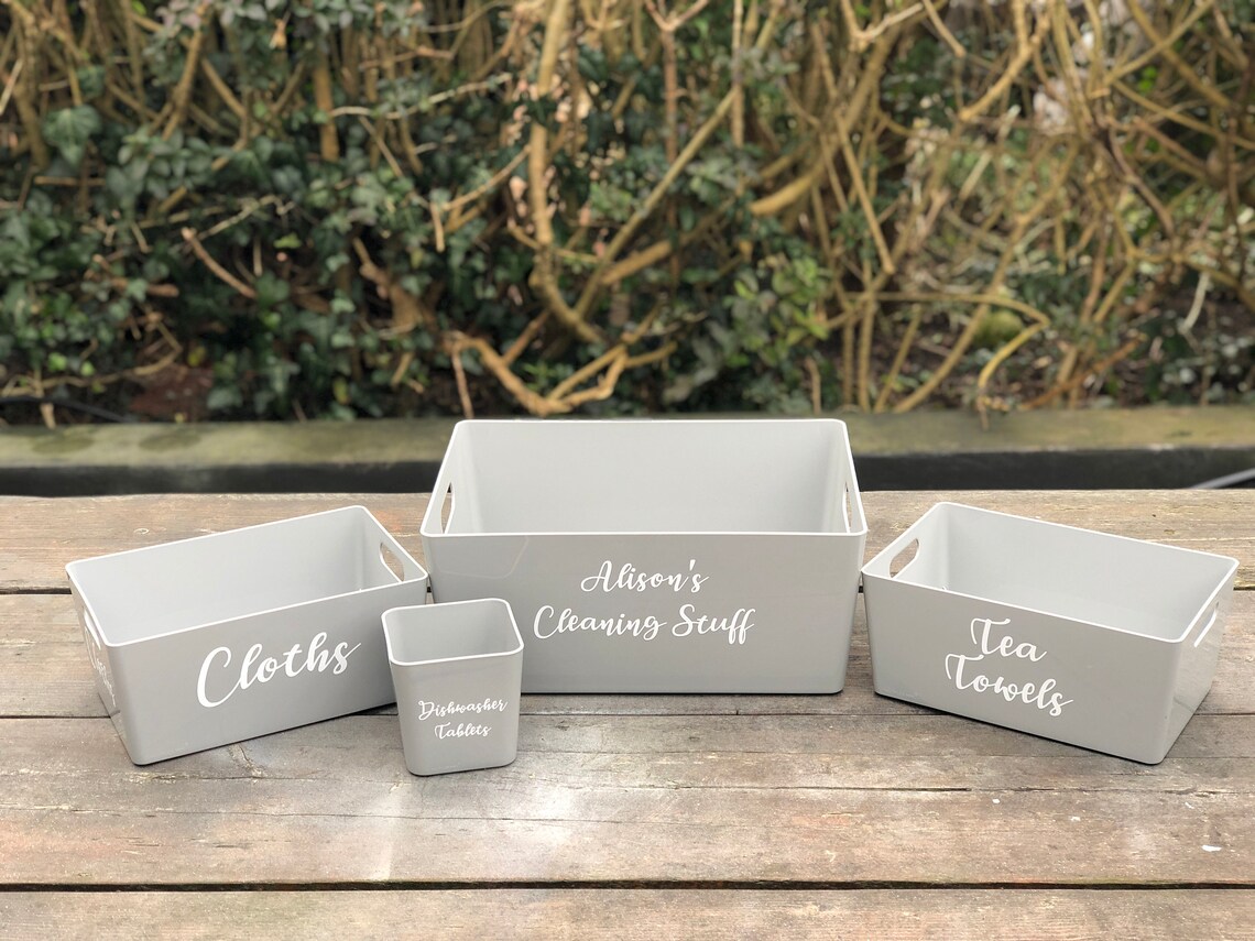 Personalised Storage Boxes Cleaning Cupboard Organisation - Etsy
