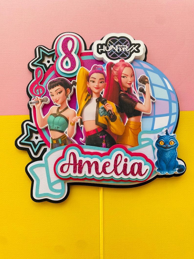 Kpop Cake Topper, Demon Hunter Cake Topper, Kpop Party Decor, Glitter ...