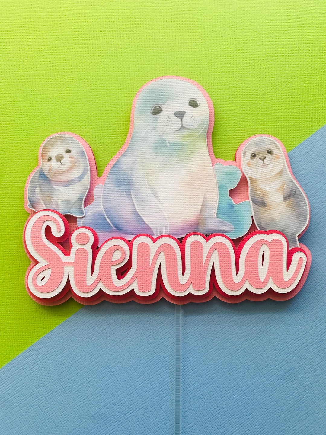 Seal Cake Topper, Watercolour Seal Cake Topper, Personalised Seal ...