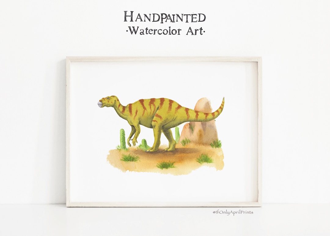 Iguanodon Watercolor Dinosaur Print: Kids Room Wall Art (digital ...