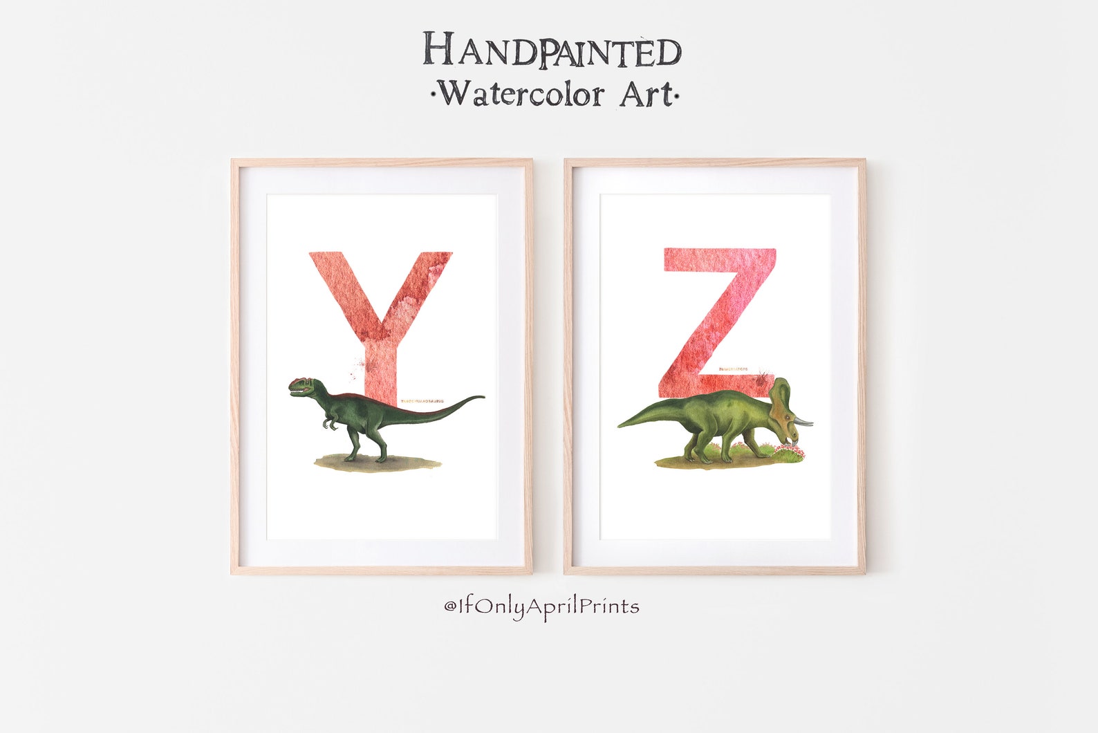 Set of 26 Alphabet Letters, Watercolor Dinosaur Instant Download ABC ...