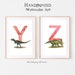 Set of 26 Alphabet Letters, Watercolor Dinosaur Instant Download ABC ...