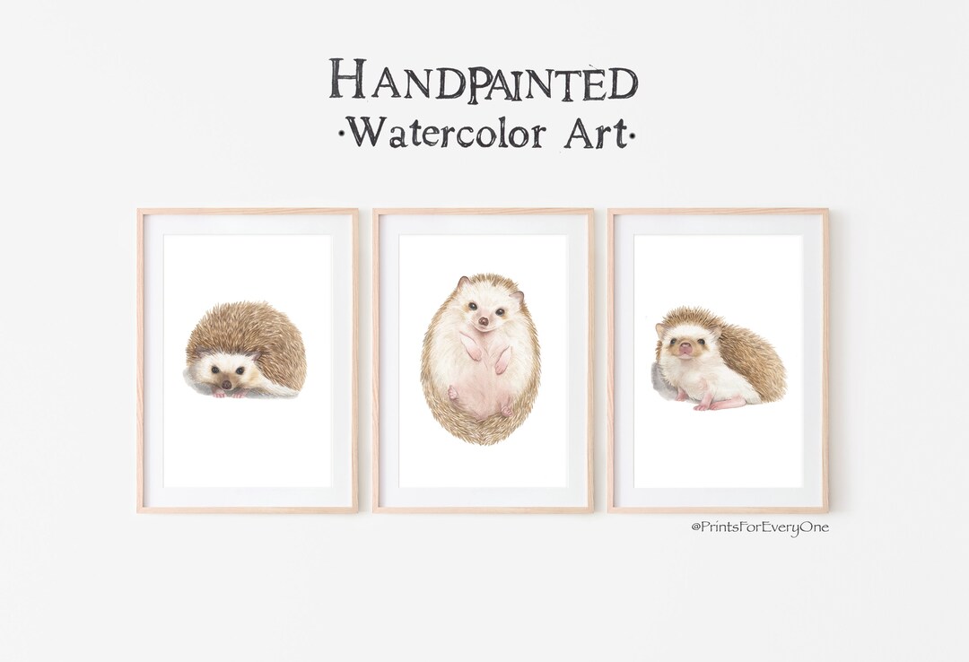 Set of 3 Hedgehog Watercolor Prints, Woodland Nursery, Watercolor Art ...