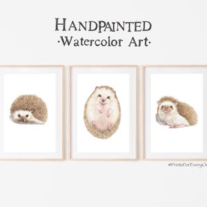 Set of 3 Hedgehog Watercolor Prints, Woodland Nursery, Watercolor Art ...