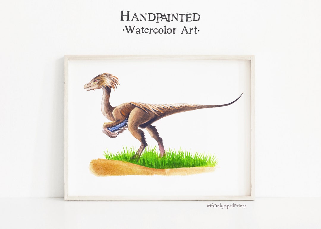 Unenlagia Dinosaur Watercolor Print: Kids Room Wall Art (digital ...