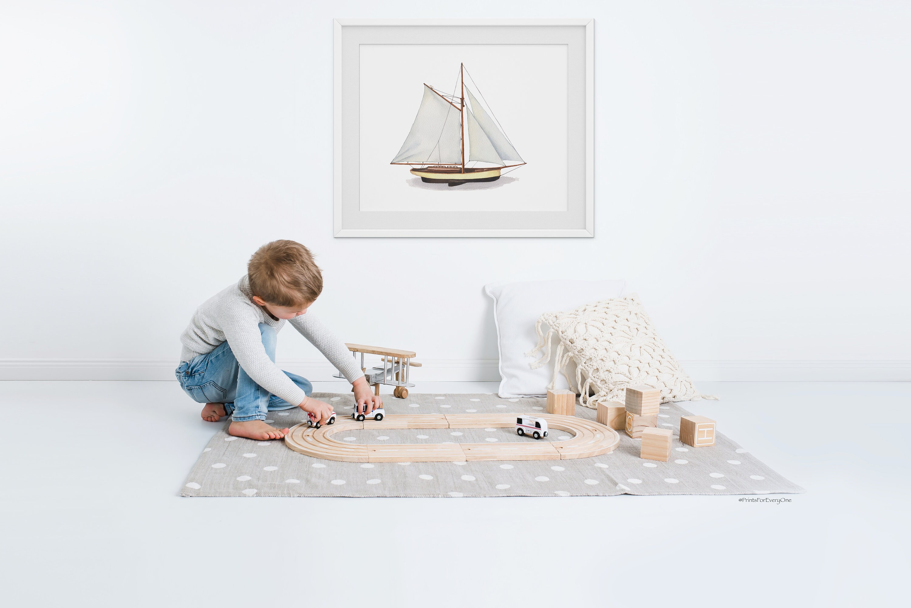 Vintage Yacht Watercolor Art Print: Nautical Nursery Decor (digital ...