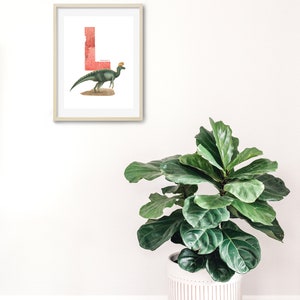 Letter L, Lambeosaurus Dinosaur Print, Vertical ABC Dinosaur ...