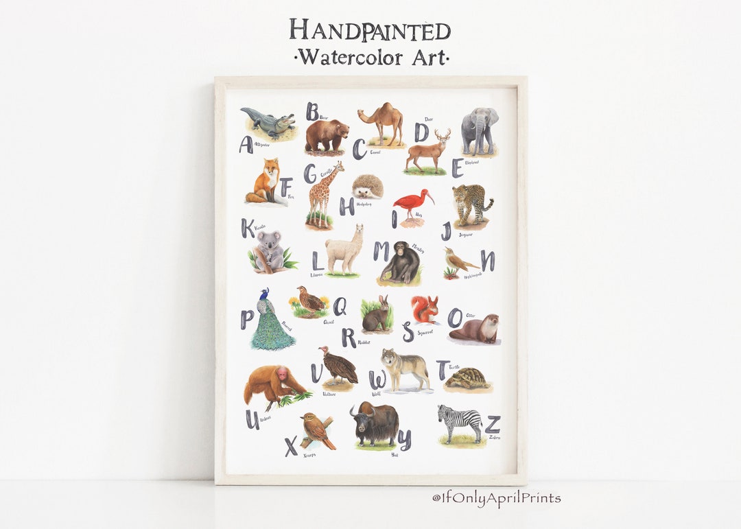 Watercolor Animal Alphabet Print: Woodland Nursery Decor (digital ...