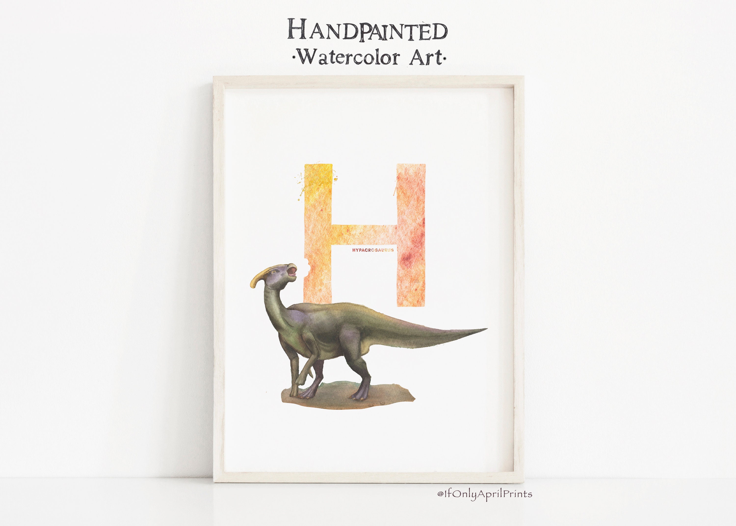 Letter H, Hypacrosaurus Dinosaur Print, Vertical ABC Dinosaur ...