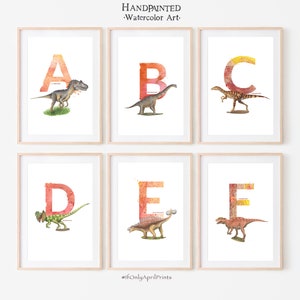 Set of 26 Alphabet Letters, Watercolor Dinosaur Instant Download ABC ...