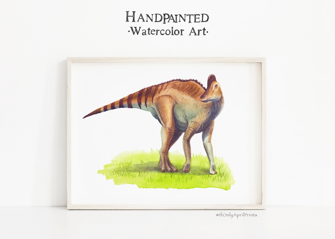 Parasaurolophus Watercolor Dinosaur Print: Kids Room Wall Art (digital ...