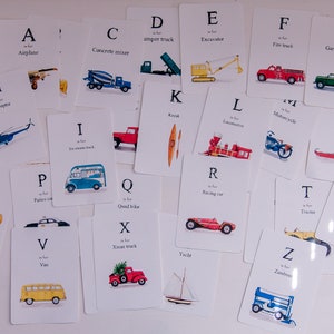 Transport ABC Flash Cards, Transport Alphabet, Minimal Abc Cards ...