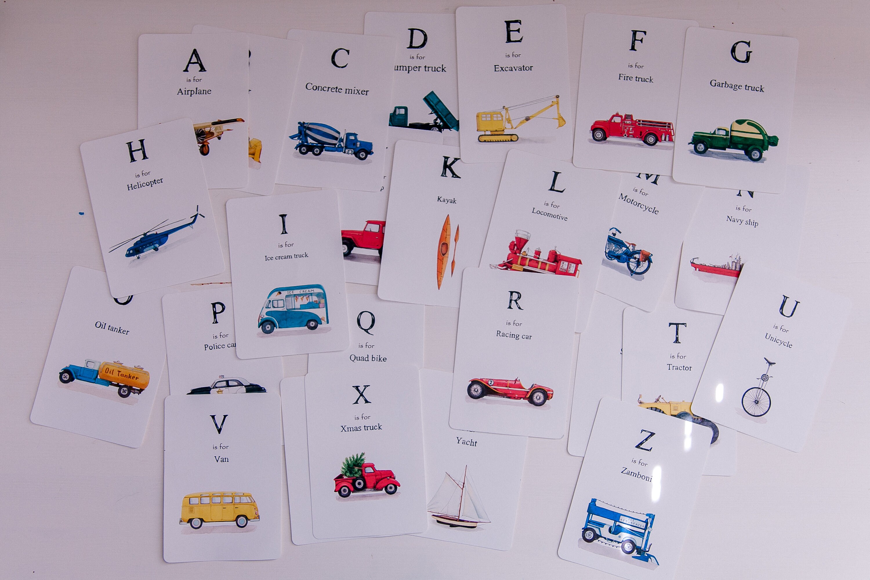 Transport ABC Flash Cards, Transport Alphabet, Minimal Abc Cards ...