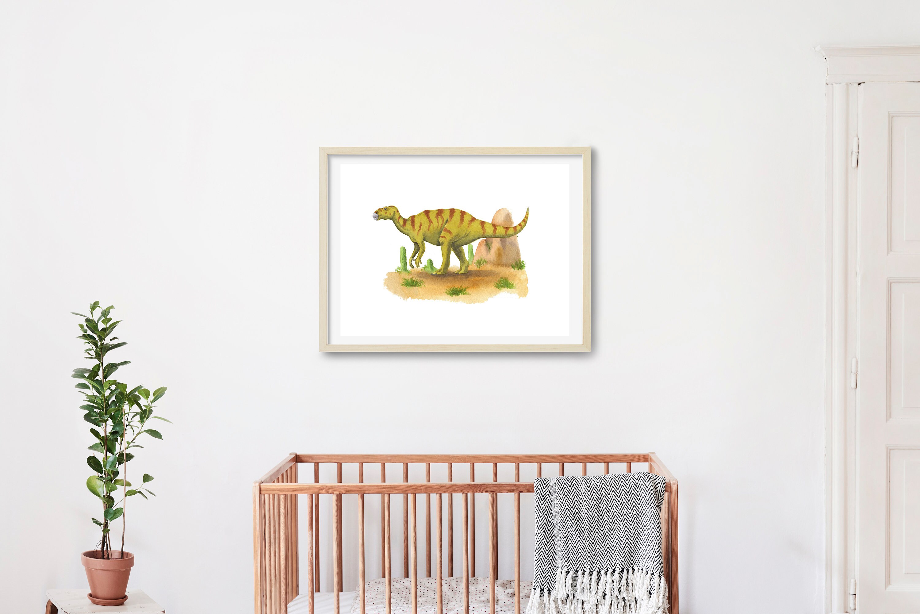 Iguanodon Watercolor Dinosaur Print: Kids Room Wall Art (digital ...
