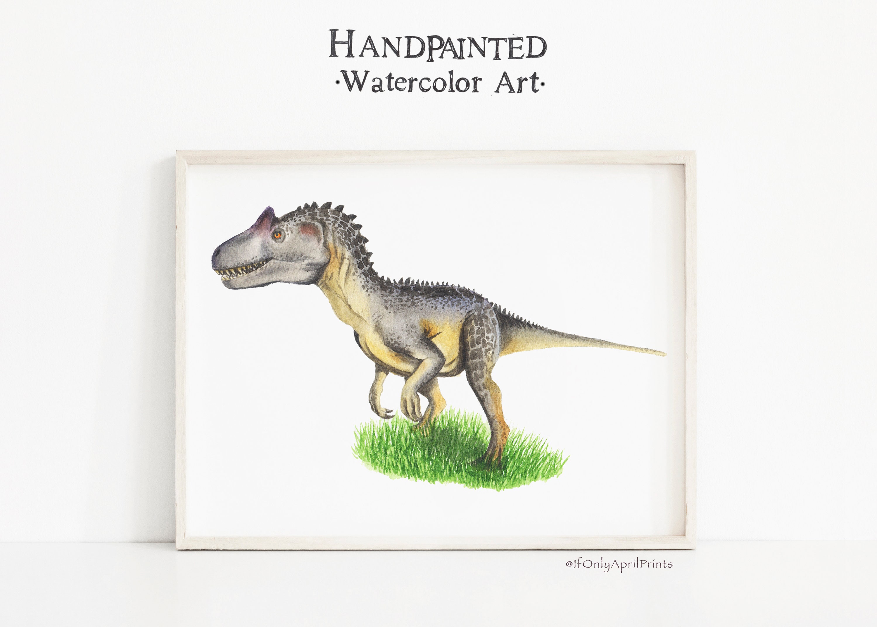 Watercolor Allosaurus Dinosaur Nursery Illustration, Kids Room Dinosaur ...