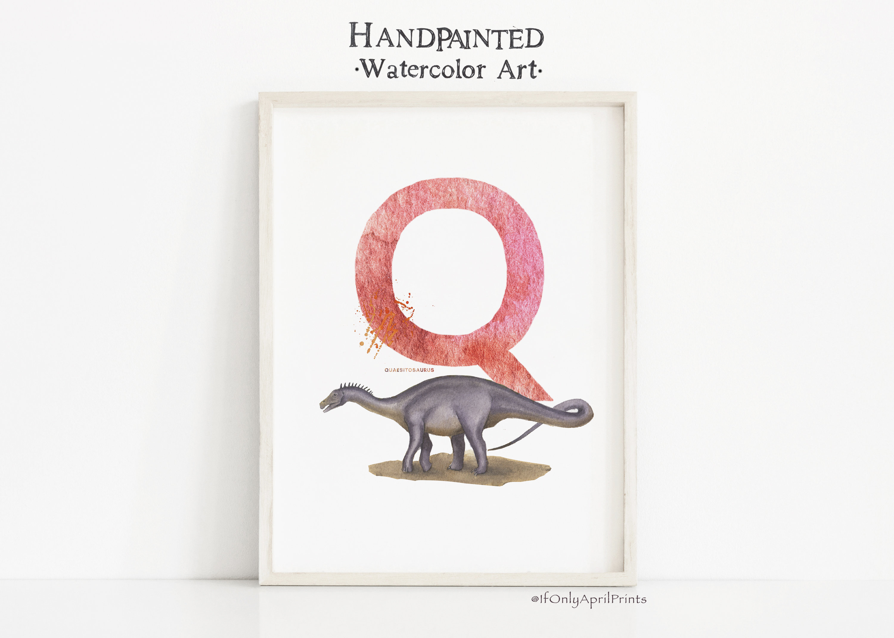 Letter Q, Quaesitosaurus Dinosaur Print, Vertical ABC Dinosaur ...