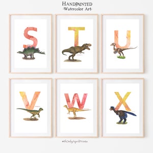 Set of 26 Alphabet Letters, Watercolor Dinosaur Instant Download ABC ...