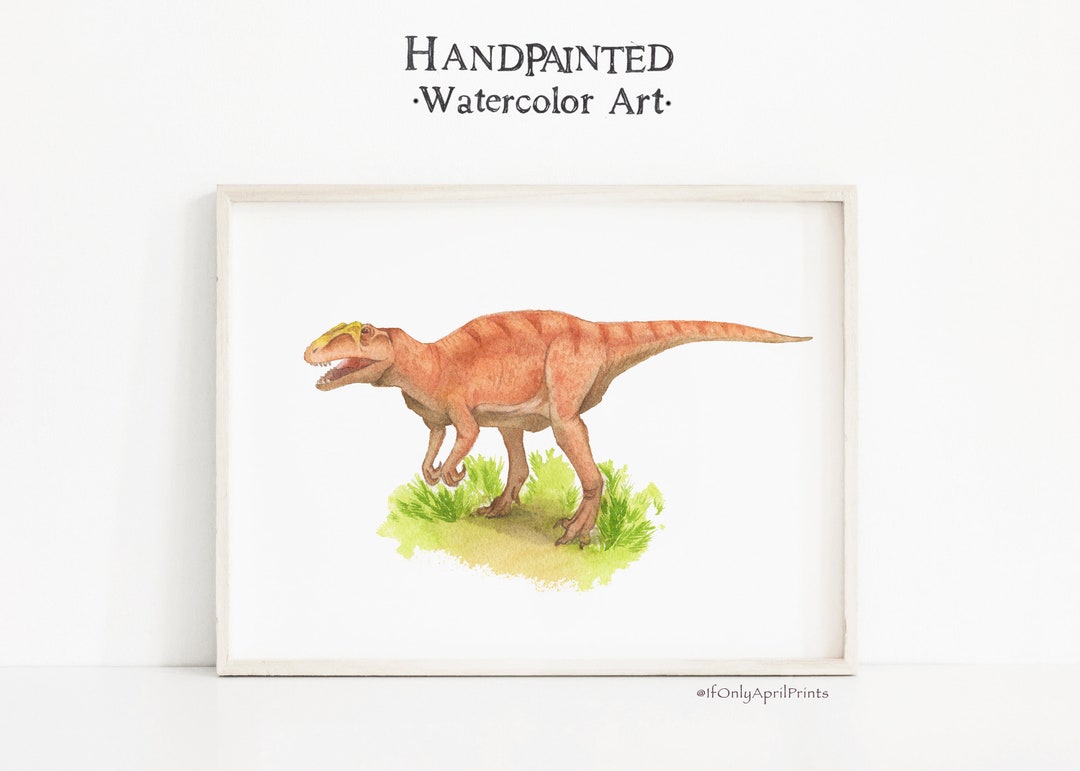 Real Watercolor Fukuiraptor Dinosaur Nursery Illustration, Kids Room ...