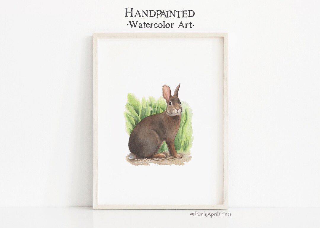 RABBIT Watercolor Art Print, INSTANT DOWNLOAD, Woodland Nursery, Animal ...