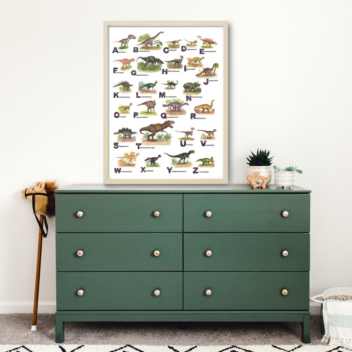 Alphabet Print Alphabet Dinosaur ABC Poster Nursery | Etsy