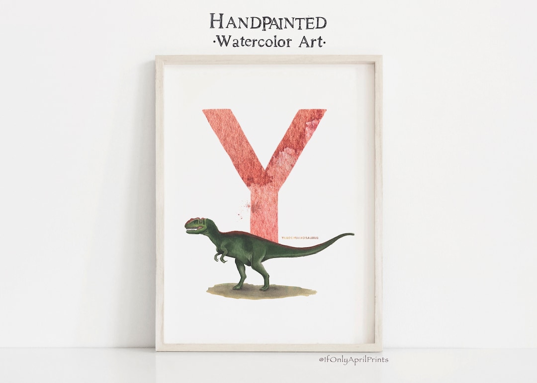 Letter Y, Yangchuanosaurus Dinosaur Watercolor Print (digital Download ...