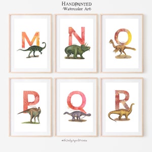 Set of 26 Alphabet Letters, Watercolor Dinosaur Instant Download ABC ...