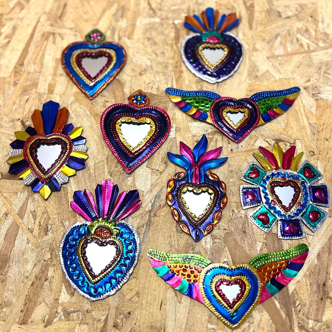 Hand Punched Tin Mexican Miracle Heart: Sacred Heart Wall Decor - Etsy