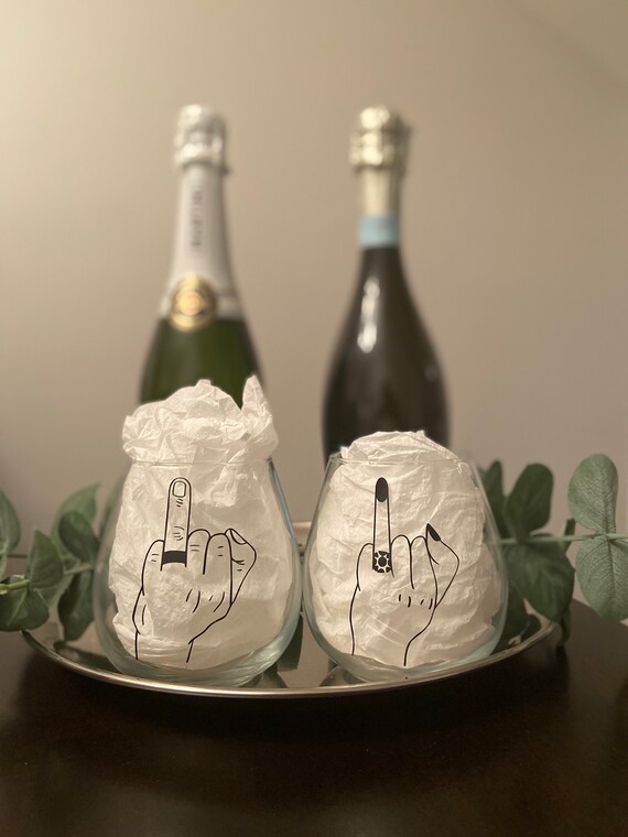 Wedding Ring Finger Wine Glasses Engaged Wine Glass Ring | Etsy Singapore