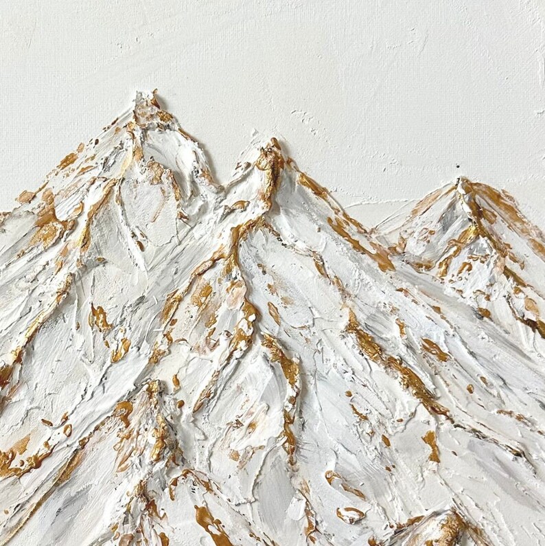 Mountain Textured Wall Art Minimalist Art White and Gold - Etsy