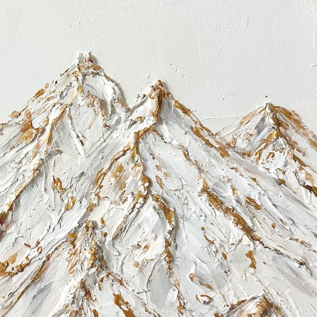 Mountain Textured Wall Art Minimalist Art White and Gold - Etsy