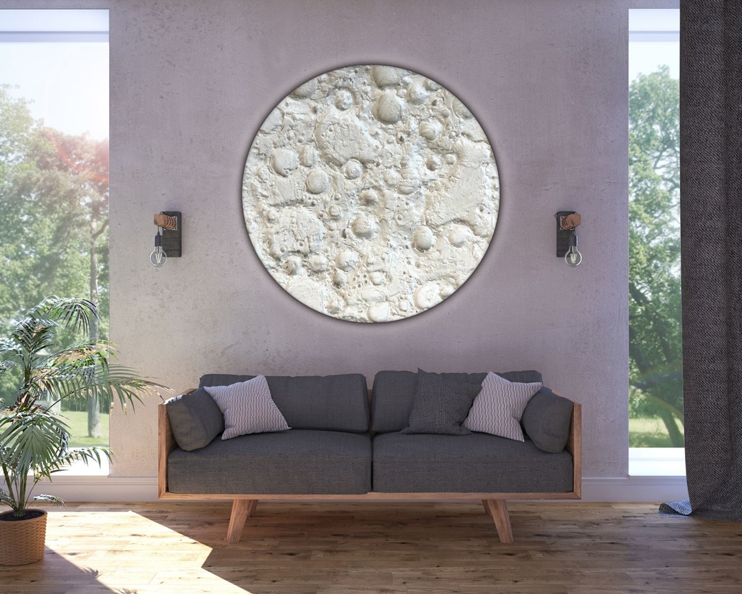 Moon 3D Art Wall Decorate, Moon Textured Painting, Textured Minimalist ...