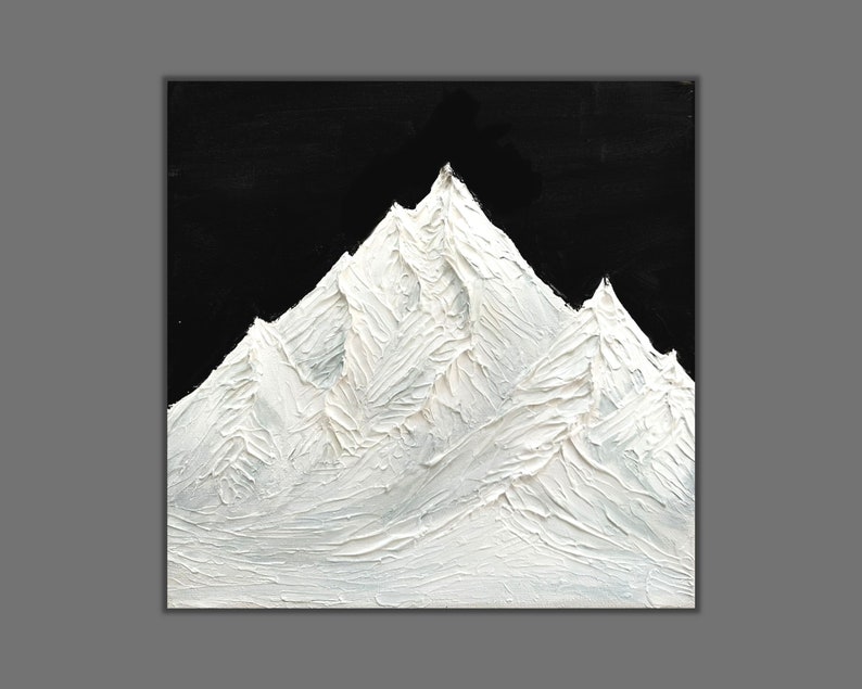 Mountain Textured Wall Art | Minimalist Art | Black and White Textured ...