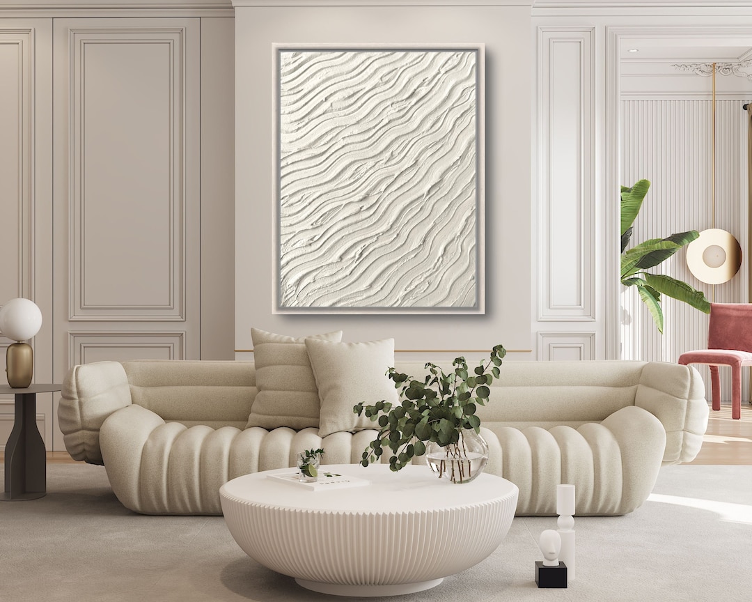 Textured Wall Decorate, White Texture Painting, Textured Minimalist ...