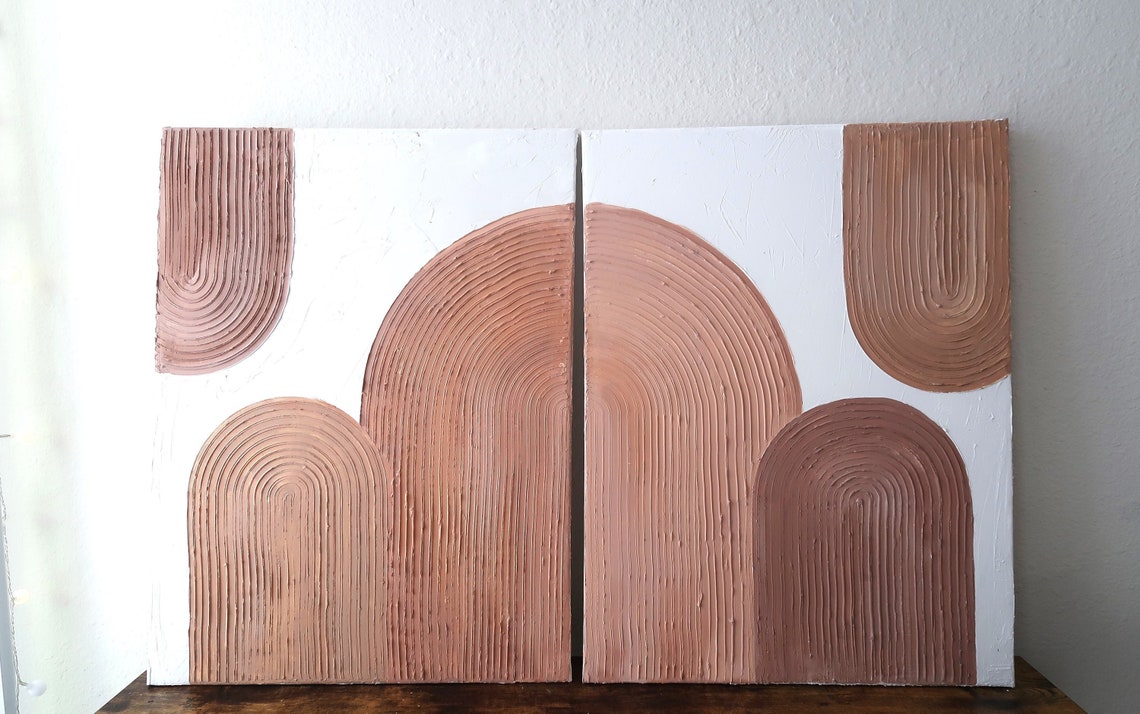 Textured Wall Art Set of Two Minimalist Art White - Etsy