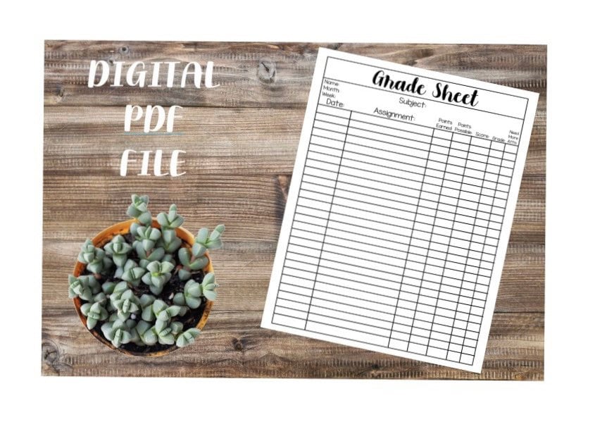Homeschool Grade Sheet Printable PDF Digital File Download - Etsy