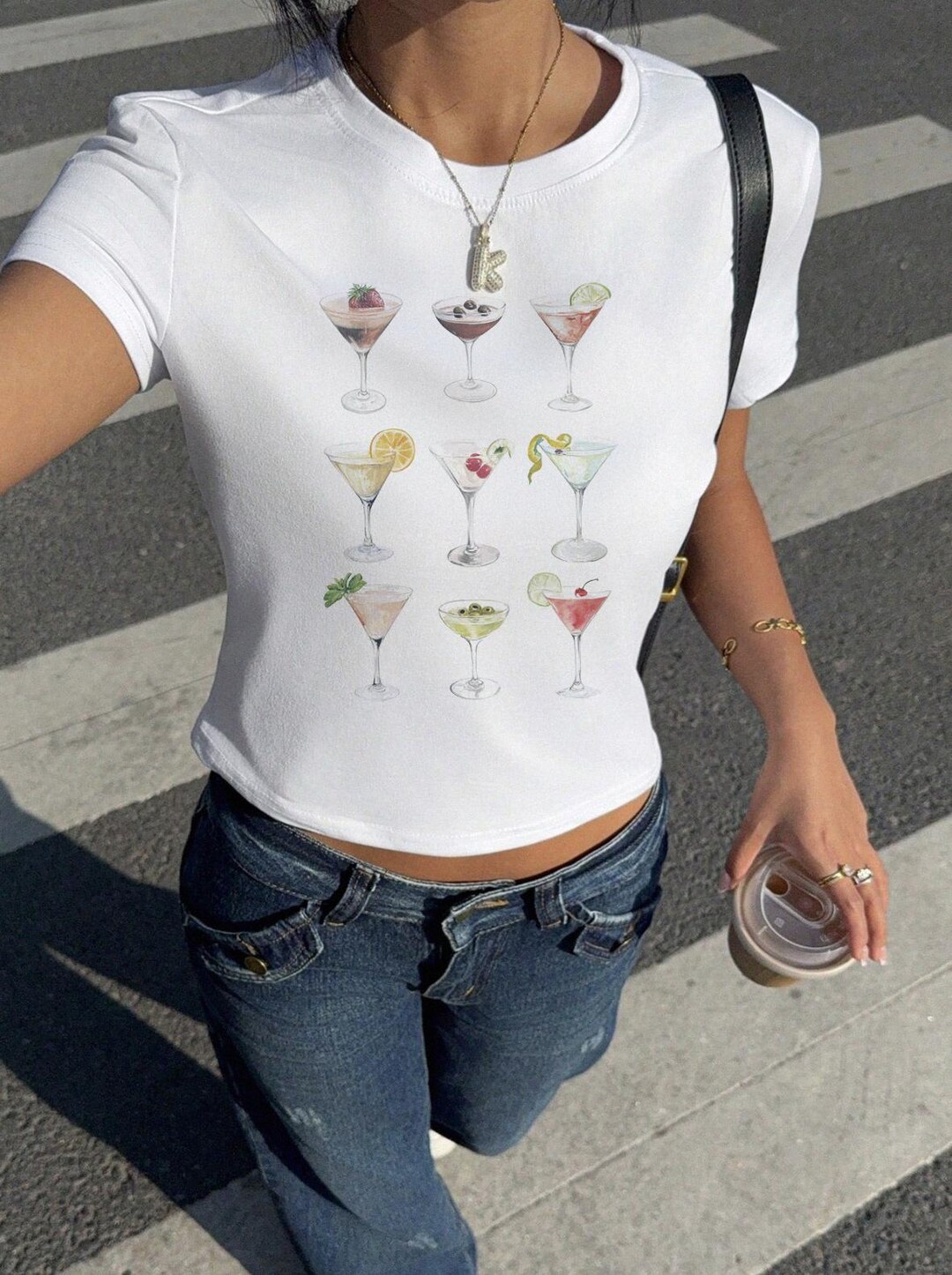 Martini Glass Tee, Aesthetic Cocktail Shirt, Aesthetic Retro Drink T ...