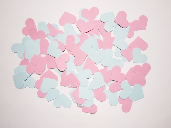 Pink and Baby Blue 1 Hearts 100 CT. Die Cut Party Decor. - Etsy UK
