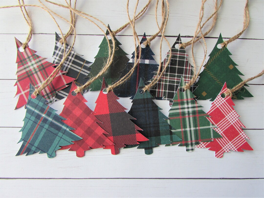 Christmas Tree Gift Tags - 12 Count - Christmas Tags - Rustic Christmas ...