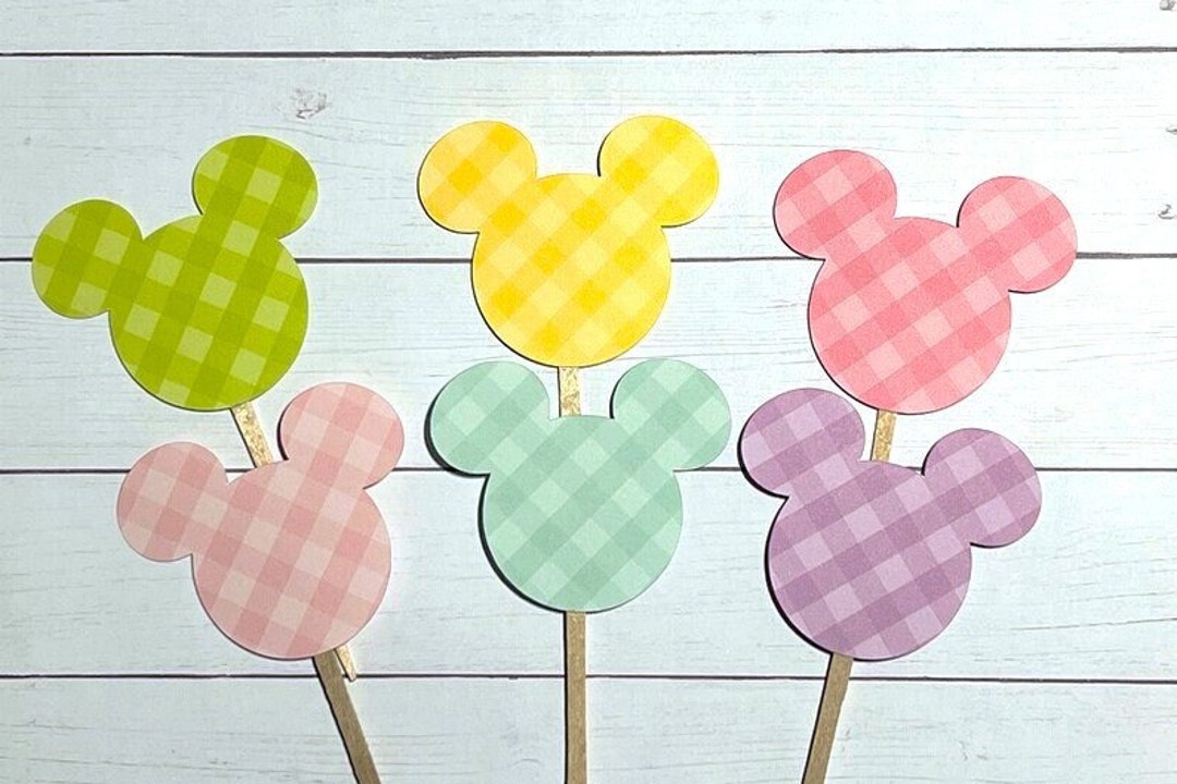 Mouse Ears Cupcake Toppers - Easter Party - Pastel Colored Gingham ...