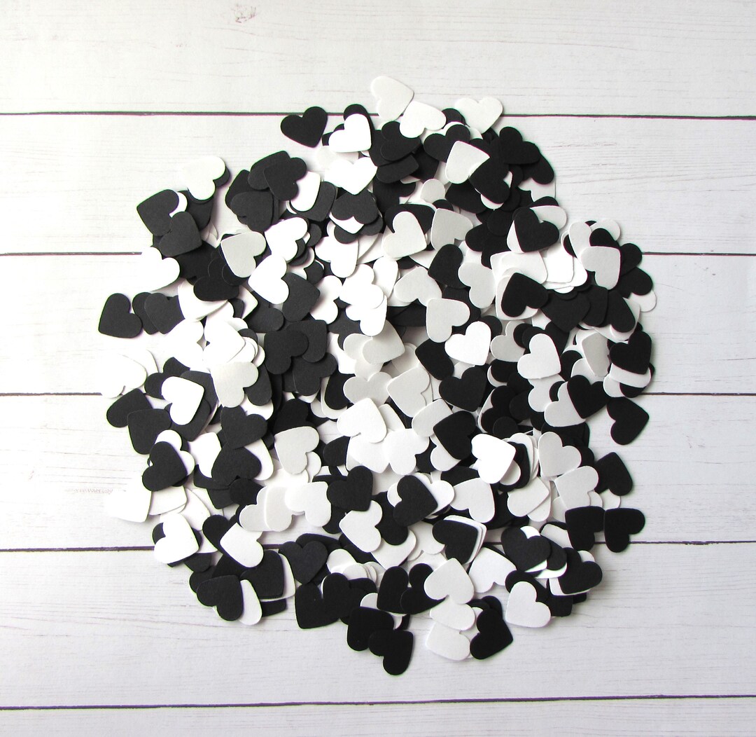 Small Hearts Paper Confetti - Black and White Confetti - 600 Pcs ...