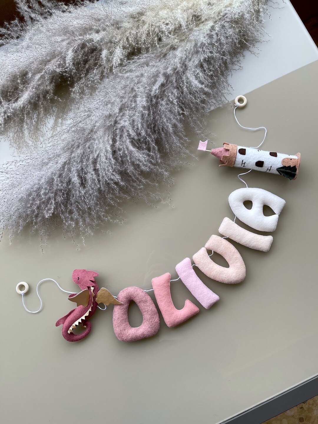 Felt Name Banner, Baby Name Bunting, Felt Dragon Garland, Castle ...