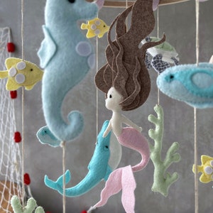 Mermaid Baby Mobile: Nautical Ocean Crib Mobile, Handmade Felt Nursery ...