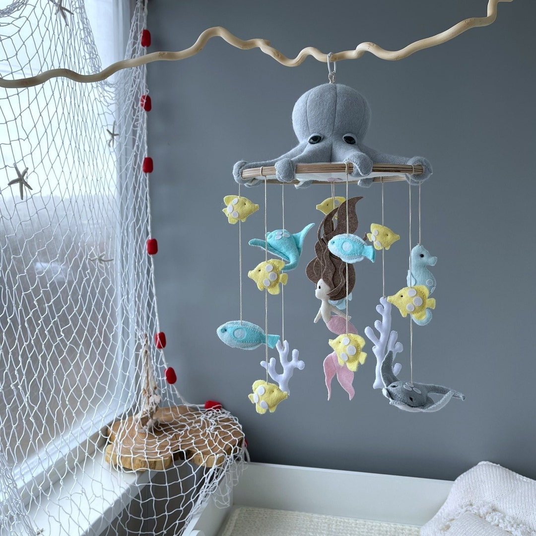 Mermaid Baby Mobile: Nautical Felt Ocean Crib Mobile - Etsy