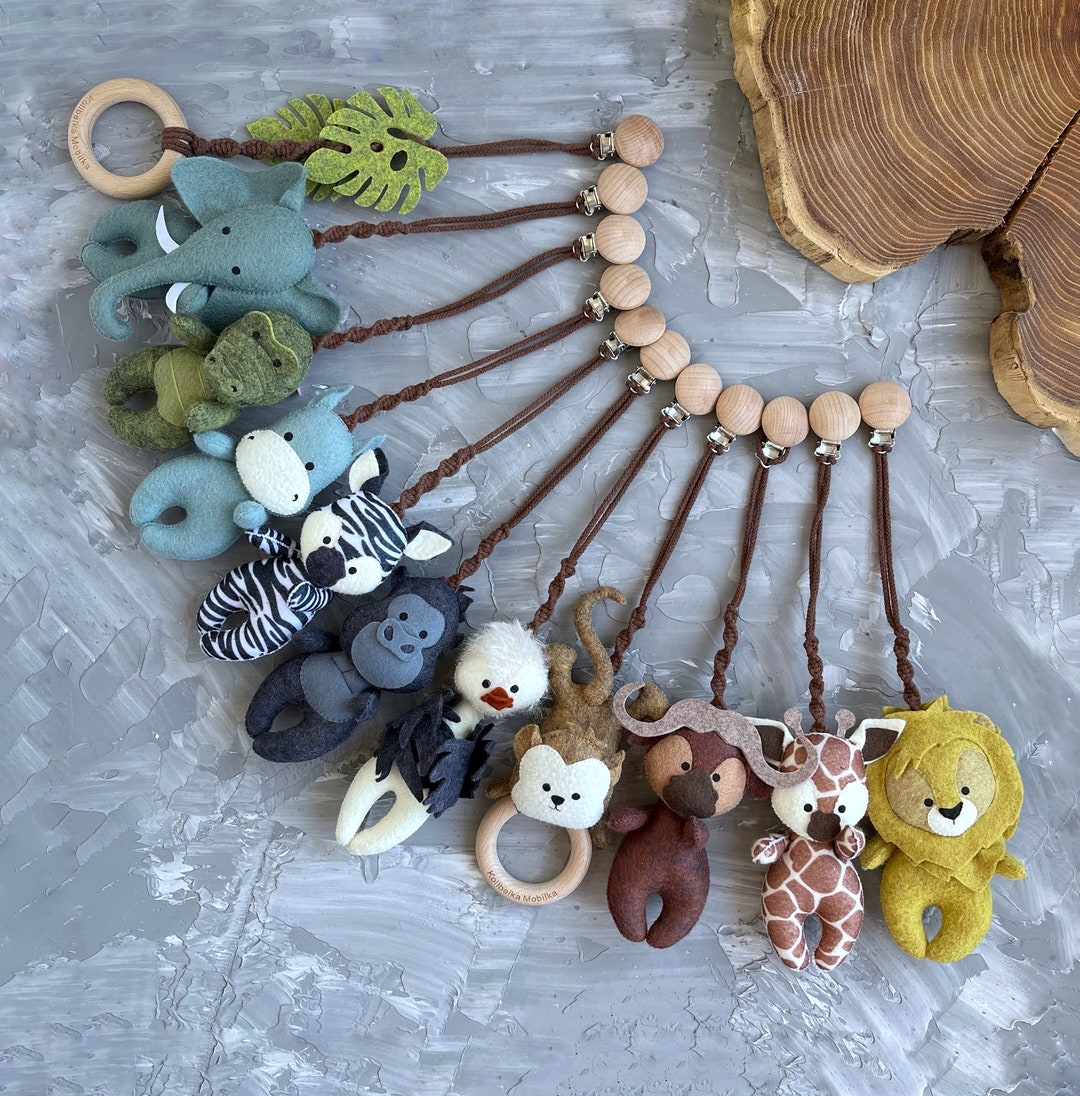 Safari Stroller Mobile: Felt Jungle Animal Car Seat Toy - Etsy